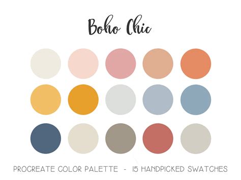 Boho Chic Paleta Paleta De Colores Procreate Azul Naranja Etsy