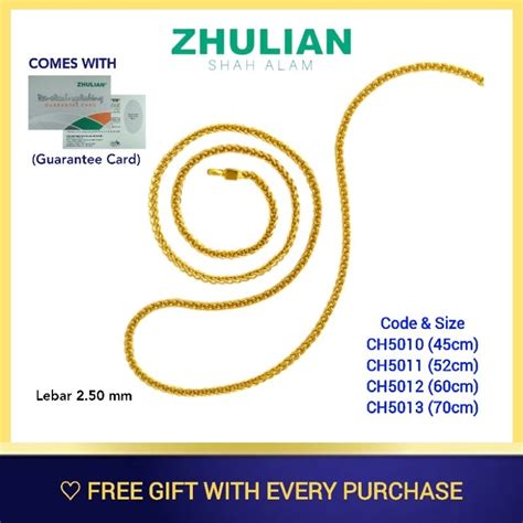 [ch5010 Ch5011 Ch5012 Ch5013] Zhulian Gold Plated Necklace Rantai Leher Gandum Tulang