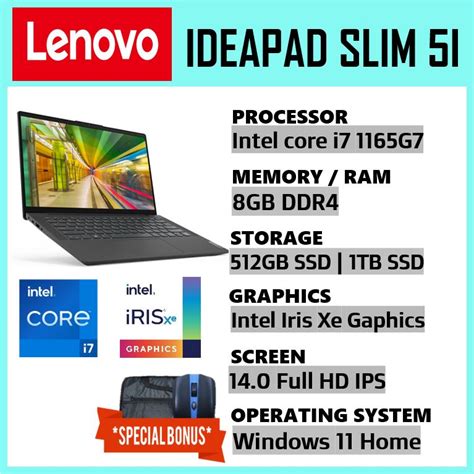 Jual Laptop Lenovo Ideapad Slim I Intel I Gen Gb Tb Ssd Inch Full Hd Ips Shopee