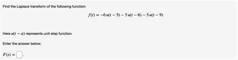 Solved Find The Laplace Transform Of The Following Function Chegg