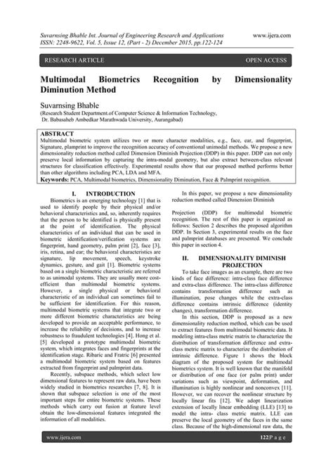 Multimodal Biometrics Recognition By Dimensionality Diminution Method Pdf Computing