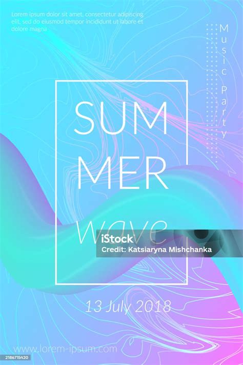 모양이 있는 크리에이티브 여름 웨이브 포스터입니다 복고풍 추상 화려한 기하학적 배경입니다 카드 전단지 템플릿 배너 브로셔 디자인 유행 패션 디지털 미래주의 벡터 그래픽