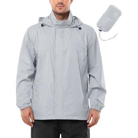 Outdoor Ventures Mens Rain Jacket Waterproof Lightweight Packable Rain