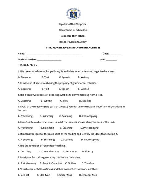 Exam Example Pdf Information Word