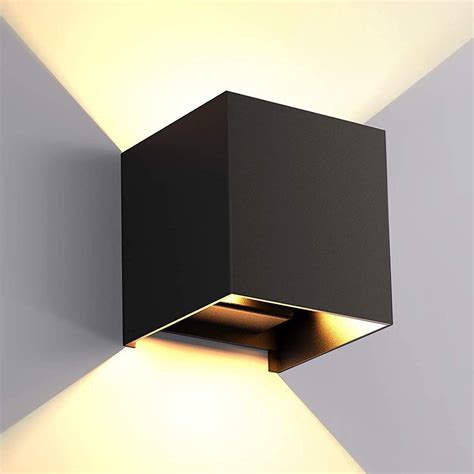 Aplique De Pared Montable Negro Mate De Estilo Moderno De Diseño Cuadrado Con Luces Integradas
