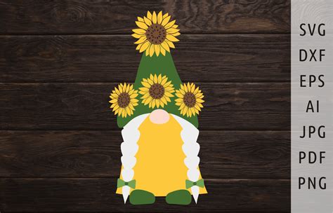 Gnome Girl With Sunflower Svg Gnome Svg Graphic By Julias Digital
