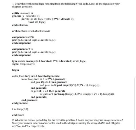 1 Draw The Synthesized Logic Resulting From The