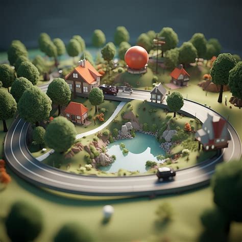 Premium Ai Image Stylized 3d Rendered Tiny World