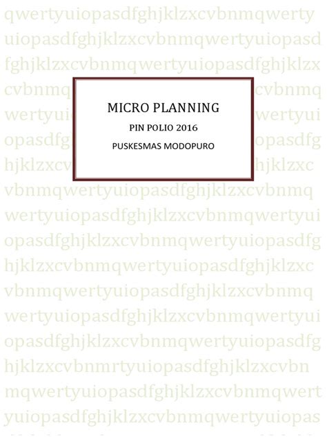 Micro Planning Pin Polio 2016 Puskesmas Modopuro Pdf