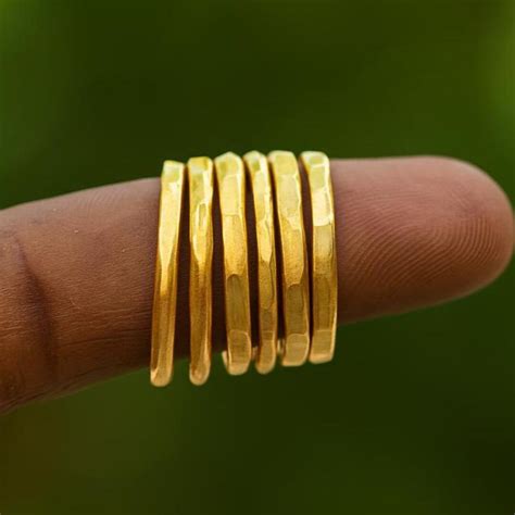 Handmade Brass Stacking Ring Set Solid Brass Rings Etsy