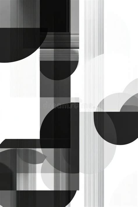 A Minimalist Grayscale Pattern Of Overlapping Circles And Rectangles Creating An Elegant And