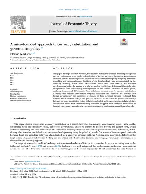 A Microfounded Approach To Currency Substitution And Government Policy Pdf Currency Inflation