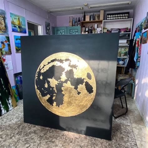 Луна картина для интерьера с поталью заказать на Ярмарке Мастеров L4n9wru Картины