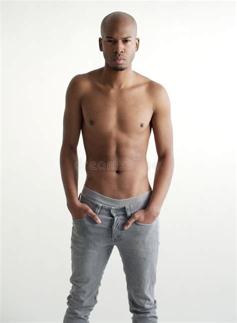 Handsome Black Male Fashion Model Shirtless Stock Image Image Of