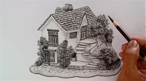 House Drawing By Charcoal Pencil Easy Ways Pencil Drawing Youtube