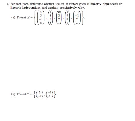 Solved 1 For Each Part Determine Whether The Set Of