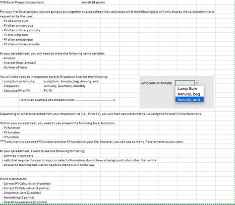 TVM Excel Project Instructions Worth Points For Chegg Com