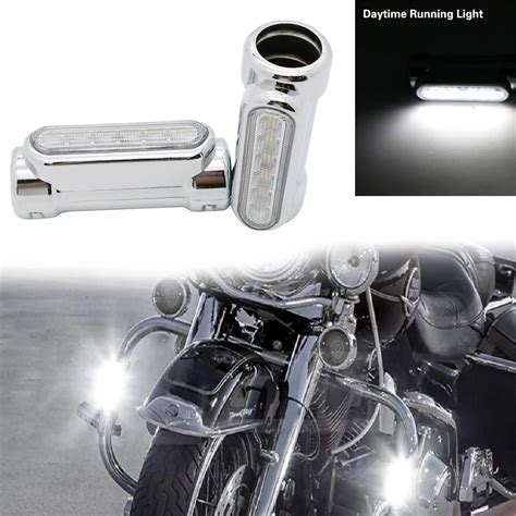 Black Chrome Motorcycle Highway Bar Lights Turn Signal Lamp For Touring