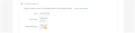 Solved It Says The Output Is Nearly Right But The Whitespace