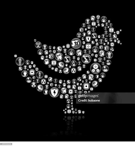 Bird Robots And Robotics Black Vector Button Pattern High Res Vector