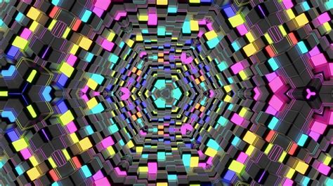 3d 렌더링 조명 전구 멀티 컬러 네온 조명 만화경 과 같은 대칭 구조와 추상적 인 배경 3d 오브젝트가 있는 기하학적 어두운 배경 검은색에 대한 스톡 사진 및 기타 이미지