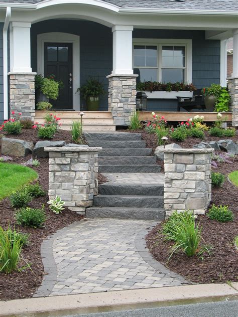 Front Walkway House Designs Front Yard Landscaping Ideas With Pavers