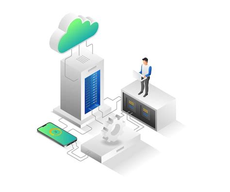 Premium Vector Flat Isometric Illustration Cloud Server Maintenance