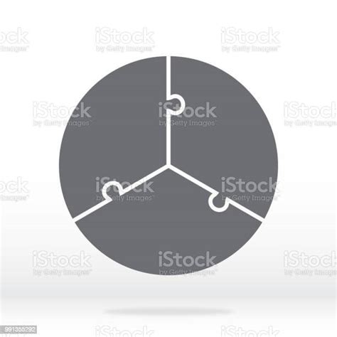 간단한 아이콘 원 회색에서 퍼즐 간단한 아이콘 원형 퍼즐의 세 가지 요소입니다 평면 디자인입니다 벡터 그림 Eps10입니다 원형에 대한 스톡 벡터 아트 및 기타 이미지