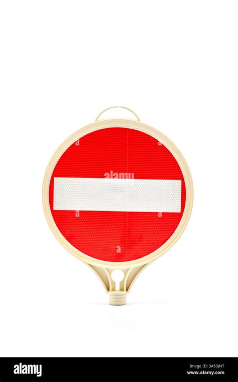 Circular Red Traffic Sign With Horizontal White Bar Designed To