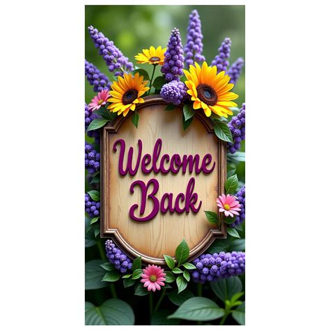 Wooden Door Themed Welcome Back Banner With Floral Leafy Elements Party