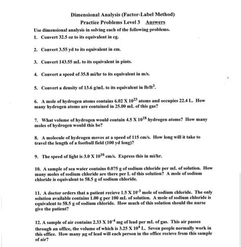 ShowMe Factor Label Method Worksheets Library