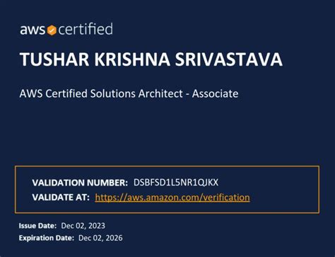 Aws Solutionsarchitect Certification Awscommunity Awsdevops Tushar Krishna
