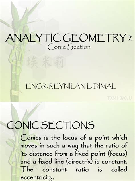 Analytic Geometry 2 Conic Sections Pdf Ellipse Analytic Geometry