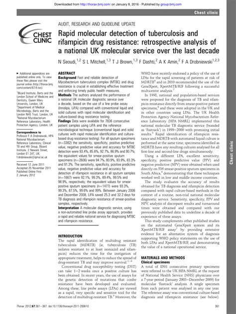 Pdf Rapid Molecular Detection Of Tuberculosis And Rifampicin Drug