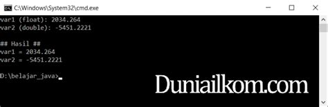 Tutorial Belajar Java Tipe Data Float Dan Double Bahasa Pemrograman Java Duniailkom