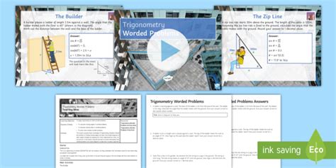 Trigonometry Lesson 3 Worded Problems Lesson Pack