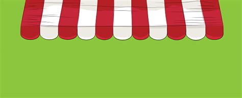 빨간색과 흰색 줄무늬 선쉐이드 차양 야외 어닝 배너 배경 흰색 배경에 격리 된 벡터 그림 거리에 대한 스톡 벡터 아트 및 기타 이미지 Istock