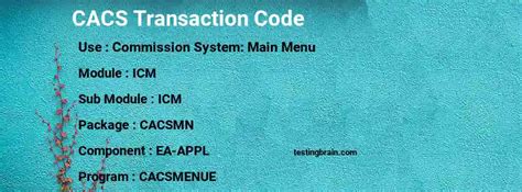 Cacs Sap Tcode For Commission System Main Menu