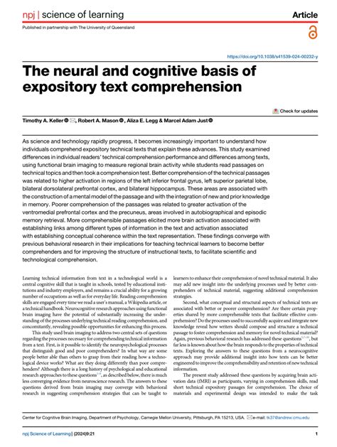 Pdf The Neural And Cognitive Basis Of Expository Text Comprehension