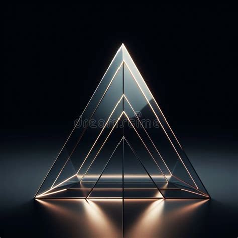Pyramid With Refraction And Holographic Effect Light On Dark Background Stock Illustration