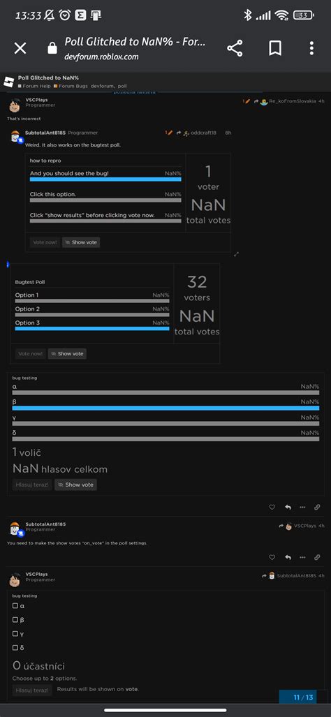Poll Glitched To Nan Forum Bugs Developer Forum Roblox