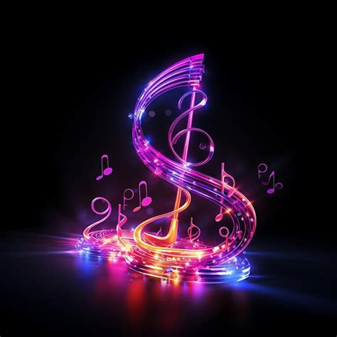 Design Of Music Note Vibrant Purple Spiral Neon Lines Music Note Decor