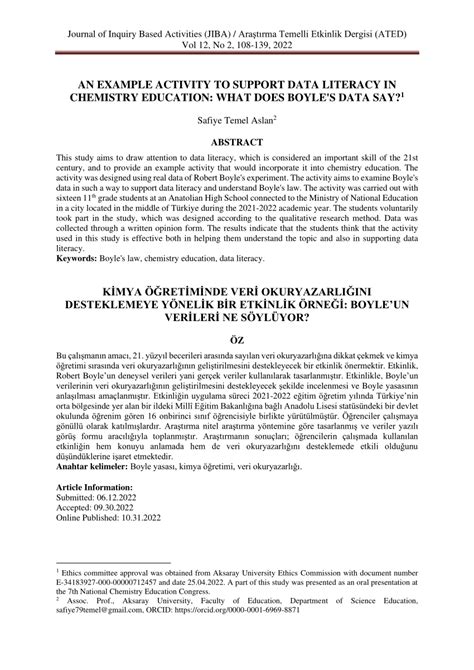 Pdf An Example Activity To Support Data Literacy In Chemistry