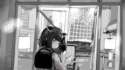 Safebooru 1girl Backpack Bag Blunt Bangs Building Closed Mouth