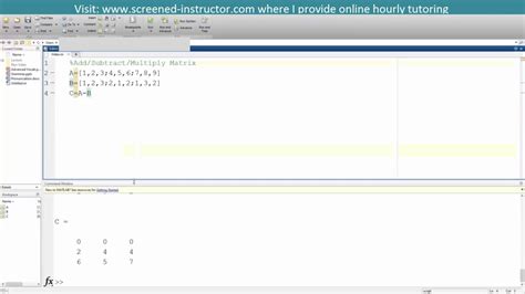 Matlab Add Subtract Multiply Matrix Youtube