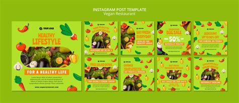 비건 레스토랑 인스 타 그램 게시물 템플릿 무료 Psd 파일