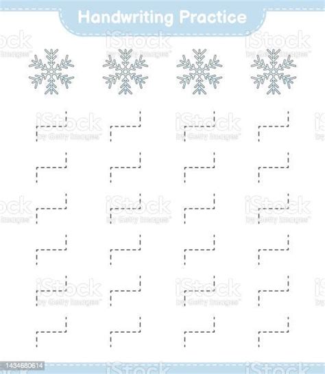 필기 연습 눈송이의 추적 라인 교육 어린이 게임 인쇄 가능한 워크 시트 벡터 일러스트 레이 션 0명에 대한 스톡 벡터 아트 및