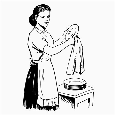 Premium Vector Woman Washing Dishes