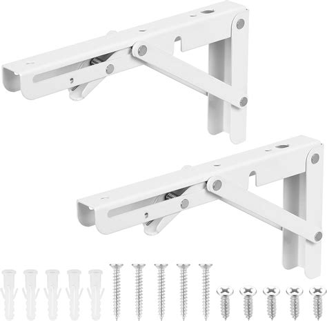 2 Pcs Folding Shelf Brackets Heavy Duty Foldable Metal Wall Brackets For Shelves Brackets