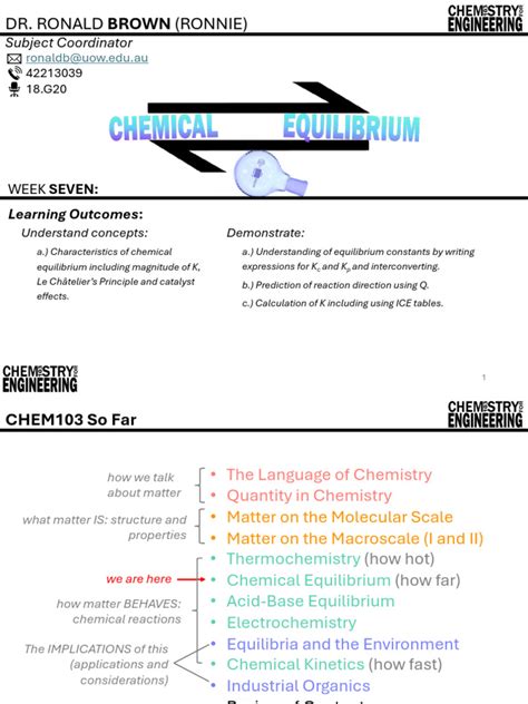 Chem103 Week 7 Equilibrium Lecture Notes Pdf Chemical Equilibrium Chemical Reactions